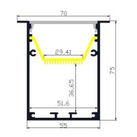 China Corrosion Resistant Recessed LED Profile Embedded Aluminium 70*75mm for sale