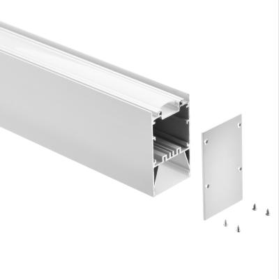 China Up Down Suspended LED Profile 50*85mm Moisture Proof Milky Frosted Cover for sale
