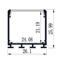 China Silver Aluminum LED Strip Light Profile 26*26mm Suspended Mounted for sale