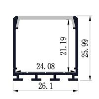 China Silver Aluminum LED Strip Light Profile 26*26mm Suspended Mounted for sale