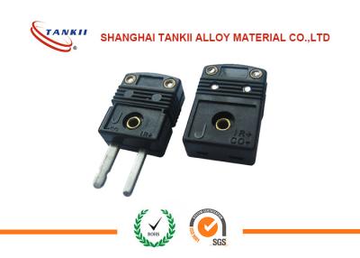 China Black J Type Thermocouple Connector Plug Solid Pin Fe-CuNi 0-650C for sale