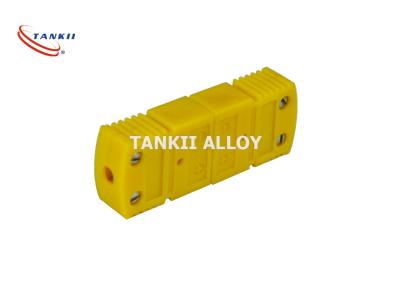 China Hollow Pin Male K Type Thermocouple Connector NiCr-NiSi 2 Pin ANSI Yellow for sale