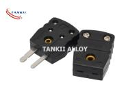 China Black Miniature J-Type Thermocouple Connector with Iron/Constantan Pins - 248°F Temperature Rating for sale