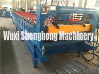 China Blue Color High Strength Metal Deck Roll Forming Machine Big Wave Length for sale