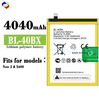 China BL-40BX Battery Replacement for Infinix Note 2 X600 3.8V 4040mAh Superior Performance for sale