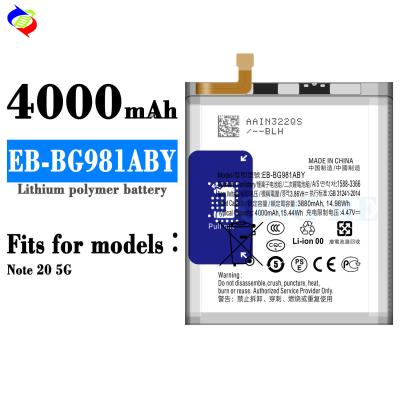 China High Capacity 4000 mAh EB-BG981ABY Battery for Samsung Galaxy Note 20 5G Mobile Phone for sale