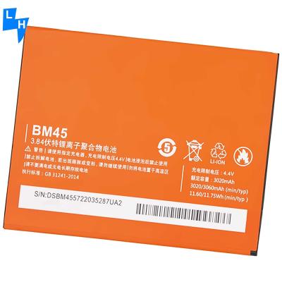 China 3060mAh Capacity Replacement Battery BM45 for Xiaomi Redmi Note 2 Double IC Protected for sale