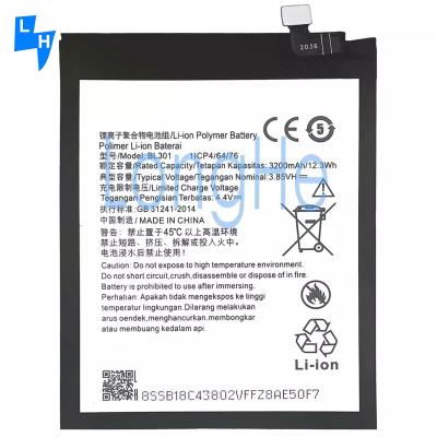 China 3200mAh BL301 For Lenovo K6 Enjoy L38082 Lithium Polymer Double IC Protection Battery for sale