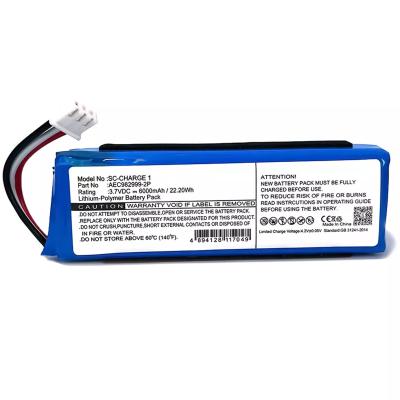 China AAA 6000mAh Capacity Replacement Li-polymer AEC982999-2P Speaker Battery for JBL-CHARGE 1 for sale