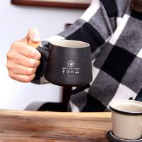 China Ceramic Wood Handle Frosted Retro Tea Cup With Separator for sale