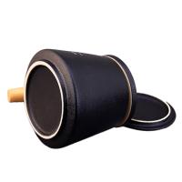 China Ceramic Wood Handle Frosted Retro Tea Cup With Separator for sale