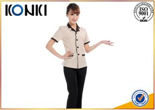 China Summer Stylish Hotel Restaurant Staff Uniforms Short Sleeve With Any Size for sale