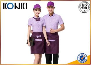 China Professional Stylish Restaurant Work Uniforms With Short Sleeve for sale