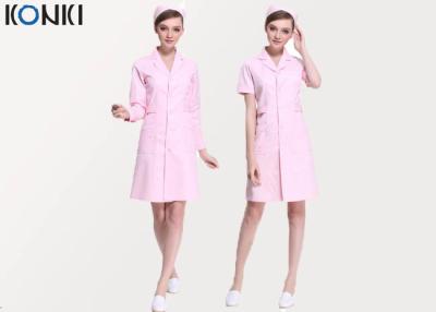 China Short Sleeve White / Pink Nurse Uniform Dress With Long Style Coat for sale