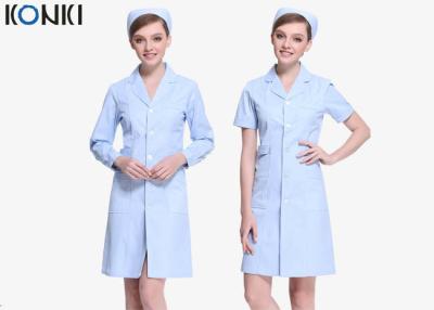 China Short Sleeve White / Pink Nurse Uniform Dress With Long Style Coat for sale