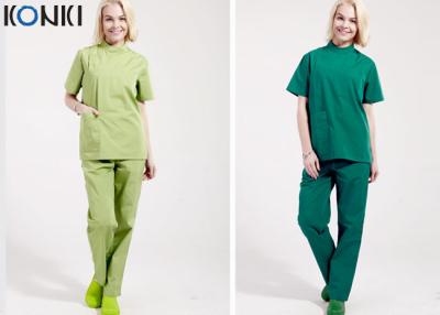 China Mens Medical Scrubs Uniforms , Short Sleeve Cotton Surgical Gown Green for sale