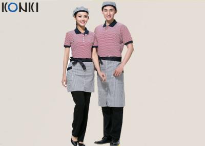 China Stripe T shirt Short Sleeve Restaurant Staff Uniforms for Men and Women for sale