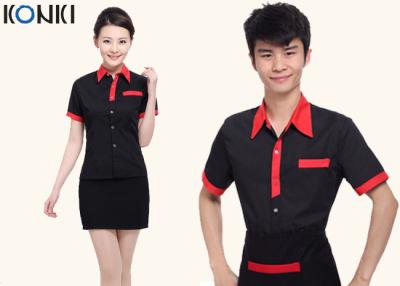 China Red And Black Color Restaurant Shirts Uniforms For Waitresses for sale