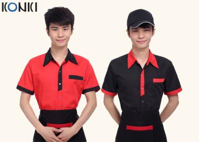 China Red And Black Color Restaurant Shirts Uniforms For Waitresses for sale