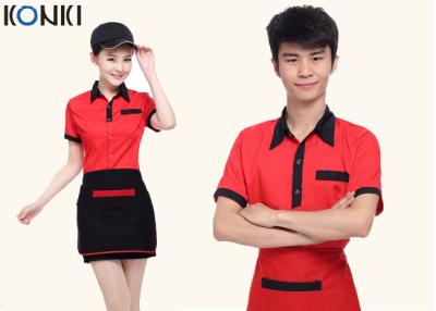 China Red And Black Color Restaurant Shirts Uniforms For Waitresses for sale