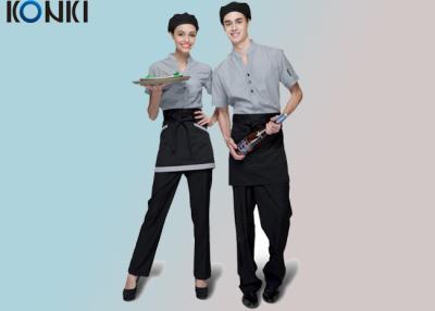China Trendy Restaurant Uniforms For Restaurant Staff / V Neck Shirt And Pants for sale