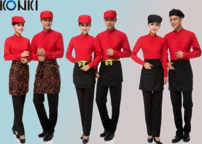 China Cool Restaurant Staff Uniforms With Solid Color Long Sleeve Shirt And Pants for sale