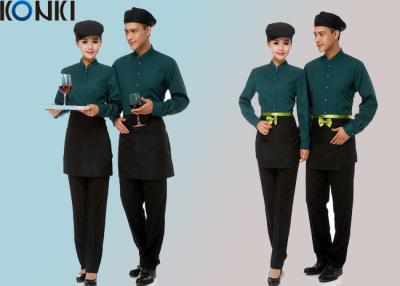 China Cool Restaurant Staff Uniforms With Solid Color Long Sleeve Shirt And Pants for sale