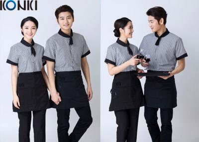 China Stripe Shirt Restaurant Staff Uniforms Embroidered Workwear For Women for sale