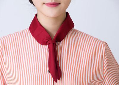 China Stripe Shirt Restaurant Staff Uniforms Embroidered Workwear For Women for sale