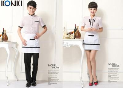 China Casual Restaurant Staff Uniforms , Custom Short Sleeve Stripe Shirt for sale