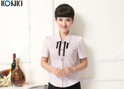 China Casual Restaurant Staff Uniforms , Custom Short Sleeve Stripe Shirt for sale