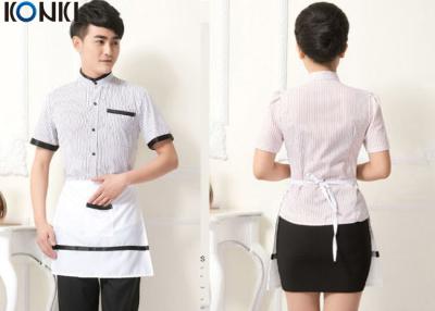 China Casual Restaurant Staff Uniforms , Custom Short Sleeve Stripe Shirt for sale