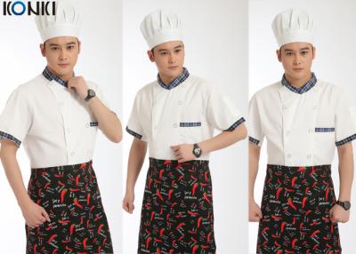 China Contrast Color Men / Womens Chef Uniforms Short Sleeve For Kitchen for sale