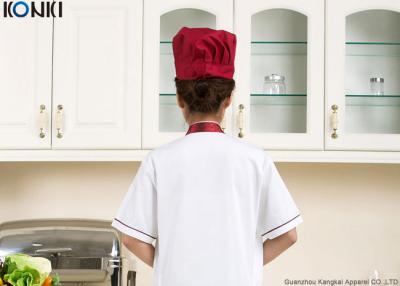 China Contrast Color Men / Womens Chef Uniforms Short Sleeve For Kitchen for sale