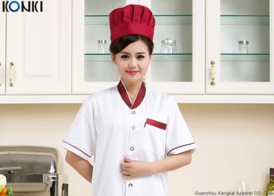 China Contrast Color Men / Womens Chef Uniforms Short Sleeve For Kitchen for sale