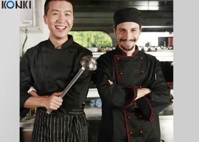 China Men Polyester Fabric Kitchen Staff Uniform Chef Working With Hat for sale
