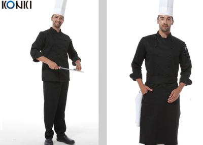 China Men Polyester Fabric Kitchen Staff Uniform Chef Working With Hat for sale