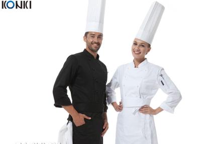 China Men Polyester Fabric Kitchen Staff Uniform Chef Working With Hat for sale