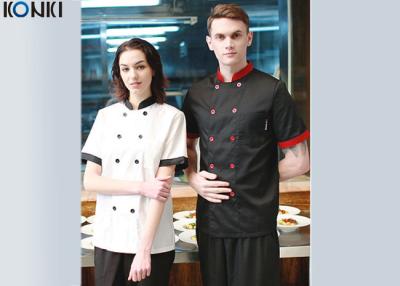 China Stand Collar Embroidery Chef Cook Uniform Short Sleeve For Kitchen for sale