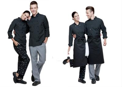 China Personalized Chef Cook Uniform , White / Black Chef Coats With Double Breasted Stripe for sale