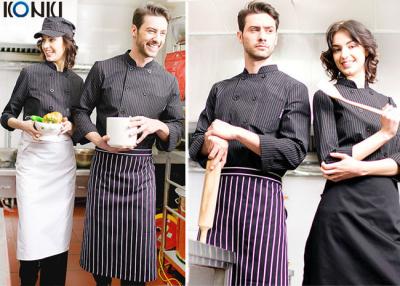 China Personalized Chef Cook Uniform , White / Black Chef Coats With Double Breasted Stripe for sale