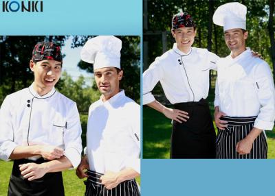 China Side Open Chef Cook Uniforms White Color Long Sleeve For Men for sale