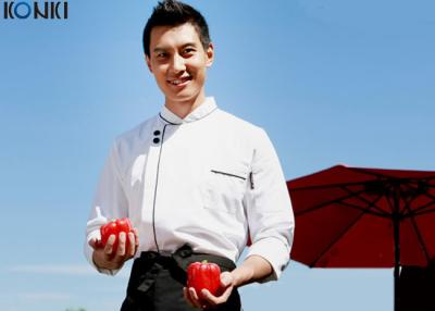 China Side Open Chef Cook Uniforms White Color Long Sleeve For Men for sale