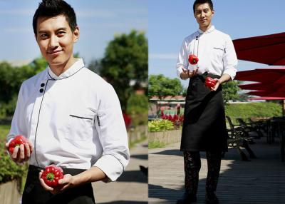 China Side Open Chef Cook Uniforms White Color Long Sleeve For Men for sale