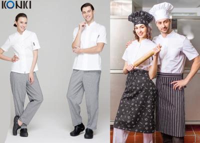 China Single Breasted Chef Cook Uniform Embroidered Chef Coats For Spring / Autumn / Winter for sale