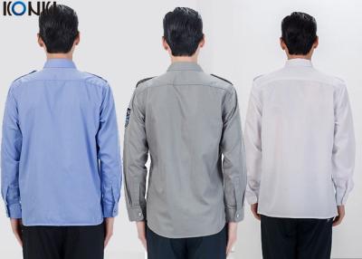 China Polyester Cotton Male Security Officer Uniforms Blue Long Sleeve Shirt for sale