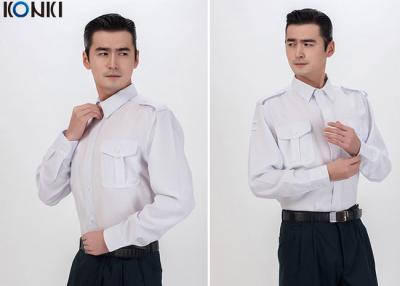 China Polyester Cotton Male Security Officer Uniforms Blue Long Sleeve Shirt for sale