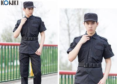 China Cool Security Guard Uniform , Black Short Sleeve Security Uniform Shirts for sale