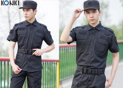 China Cool Security Guard Uniform , Black Short Sleeve Security Uniform Shirts for sale