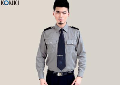 China Cotton Grey Security Guard Uniform With Long Sleeve Work Shirts for sale